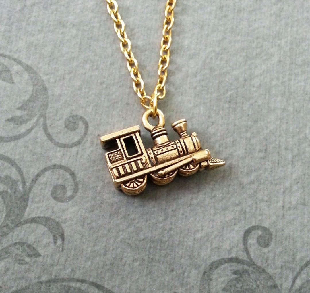 Train Necklace SMALL Gold Train Jewelry Model Train Gift Locomotive ...