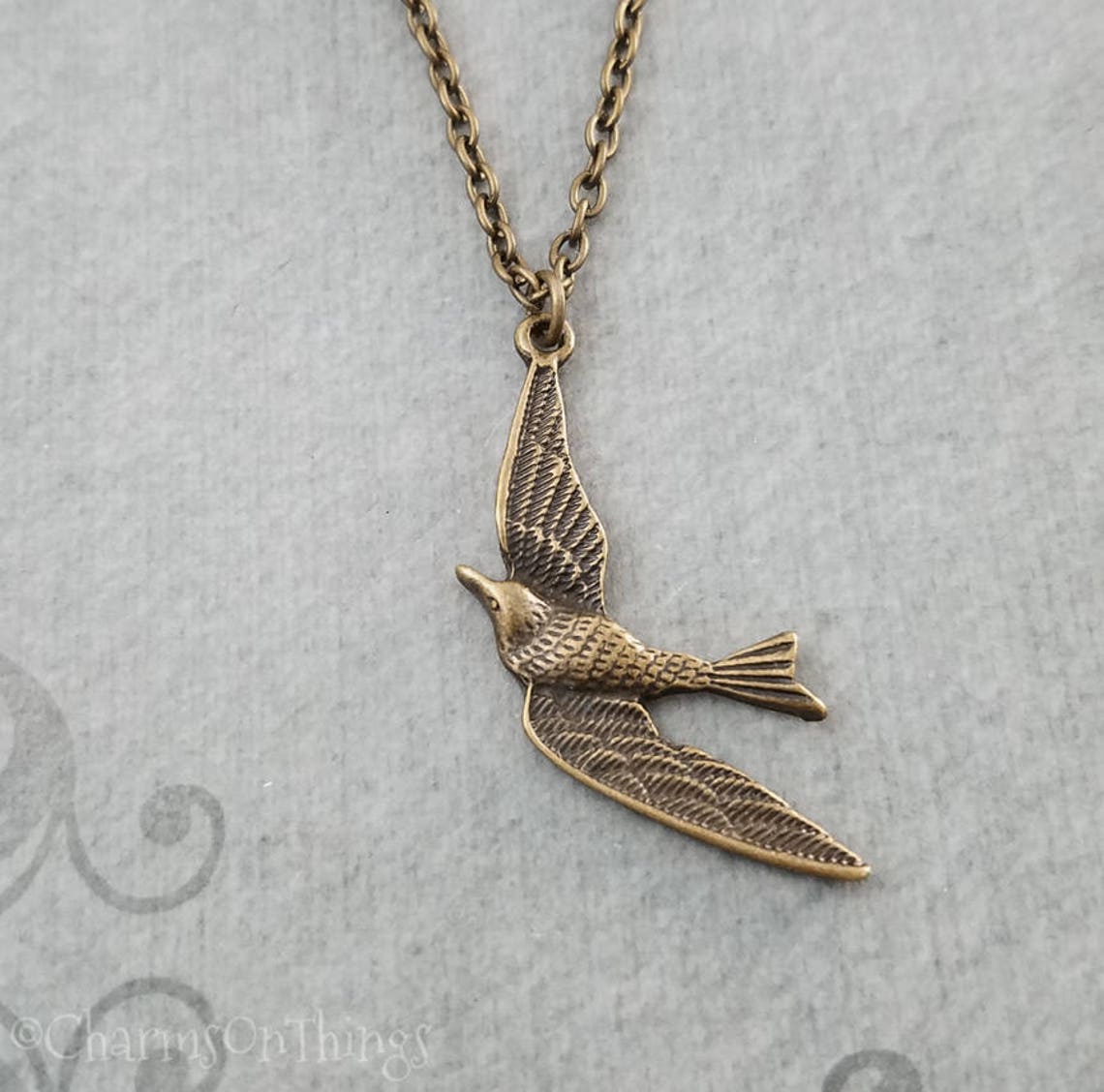 Sparrow Necklace SMALL Bird Necklace Bird Jewelry Dove Necklace Sparrow ...