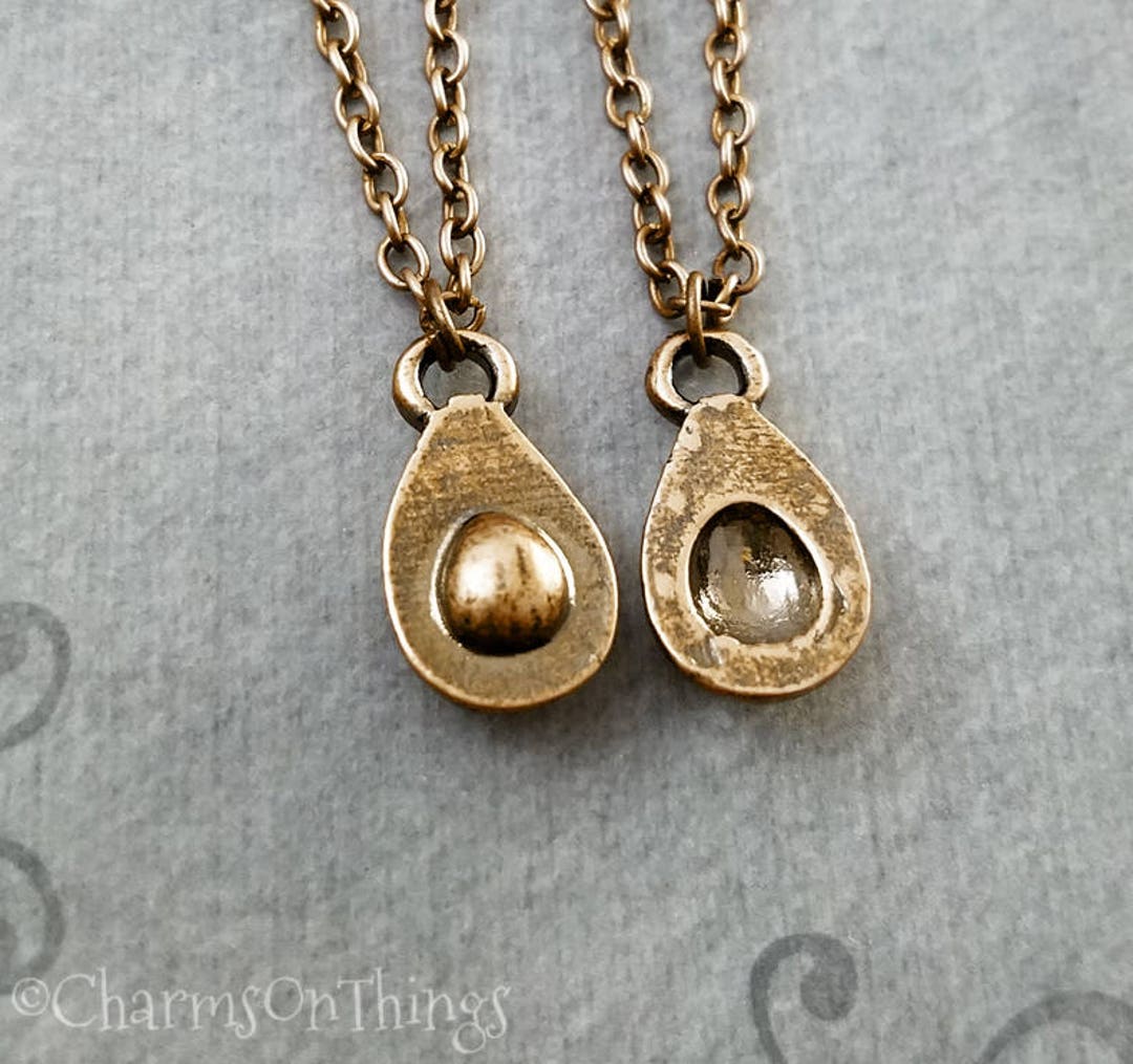 Avocado Necklace SET of 2 SMALL Bronze Avocado Necklaces Avocado Charm ...