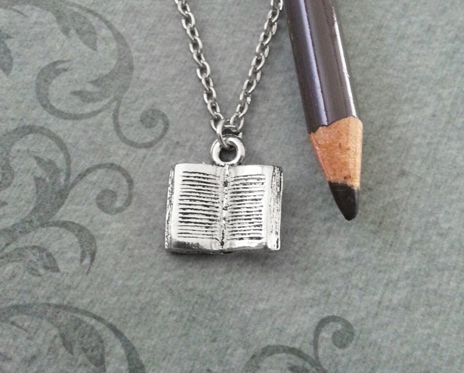 Book Necklace SMALL Open Book Jewelry Teacher Necklace Teacher Jewelry ...