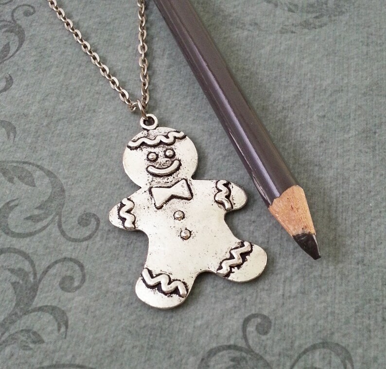 Gingerbread Man Necklace Christmas Jewelry LARGE Gingerbread | Etsy