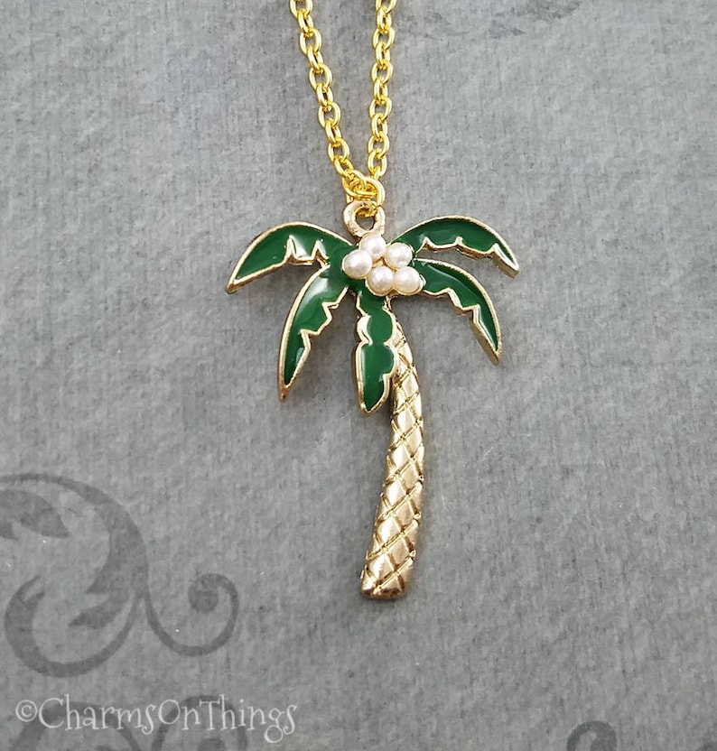 Palm Tree Necklace Palm Tree Charm Necklace Beach Jewelry - Etsy