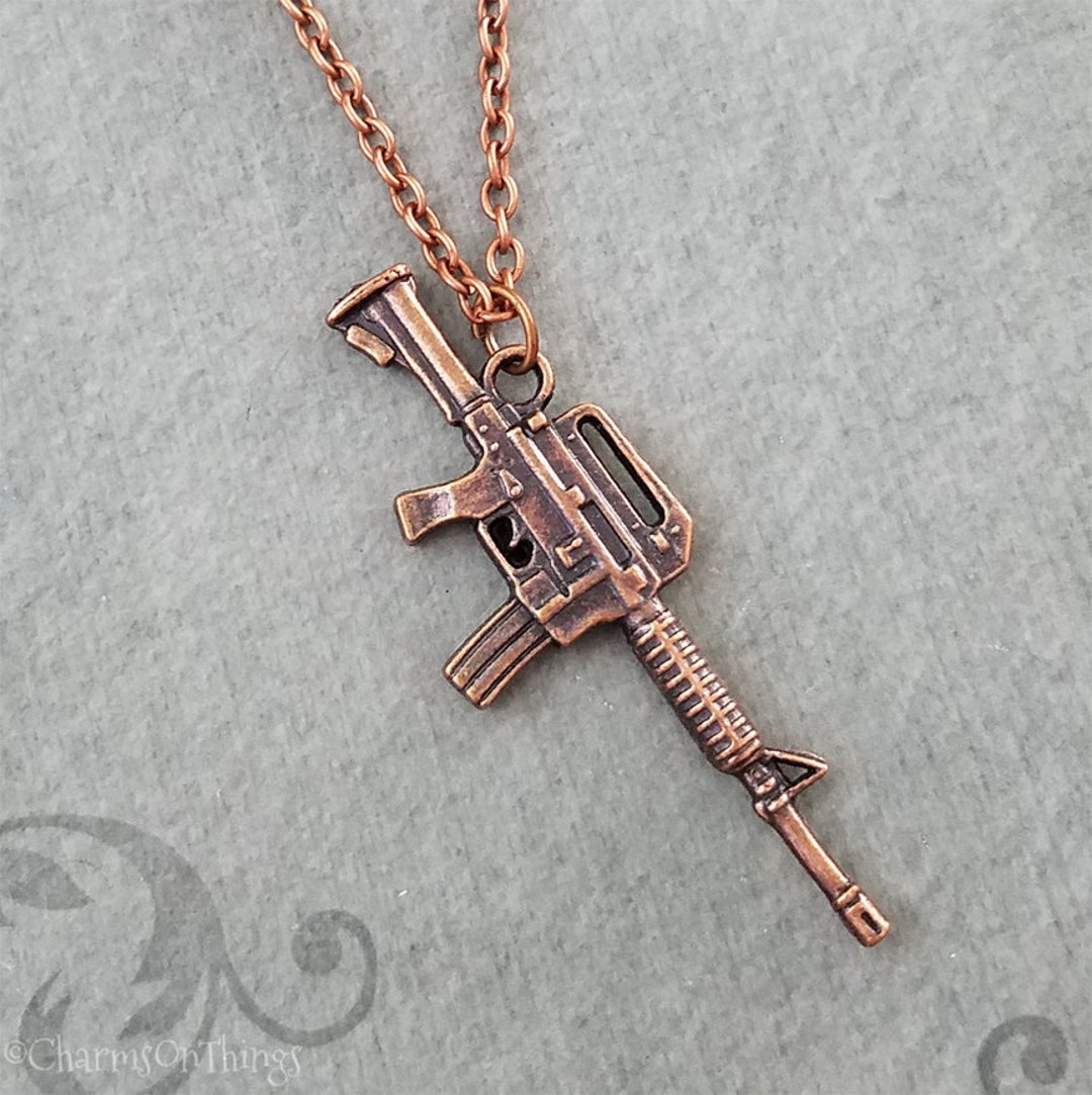 Machine Gun Necklace Assault Rifle Necklace Military Jewelry AK-47 ...