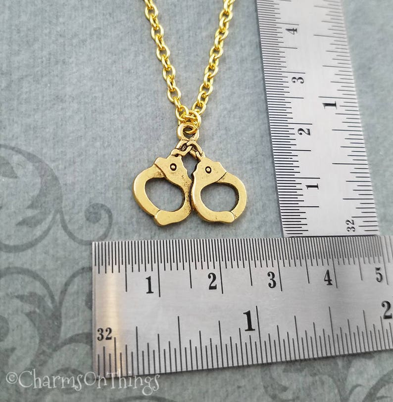 Handcuffs Necklace SMALL Handcuffs Charm Necklace Handcuffs - Etsy
