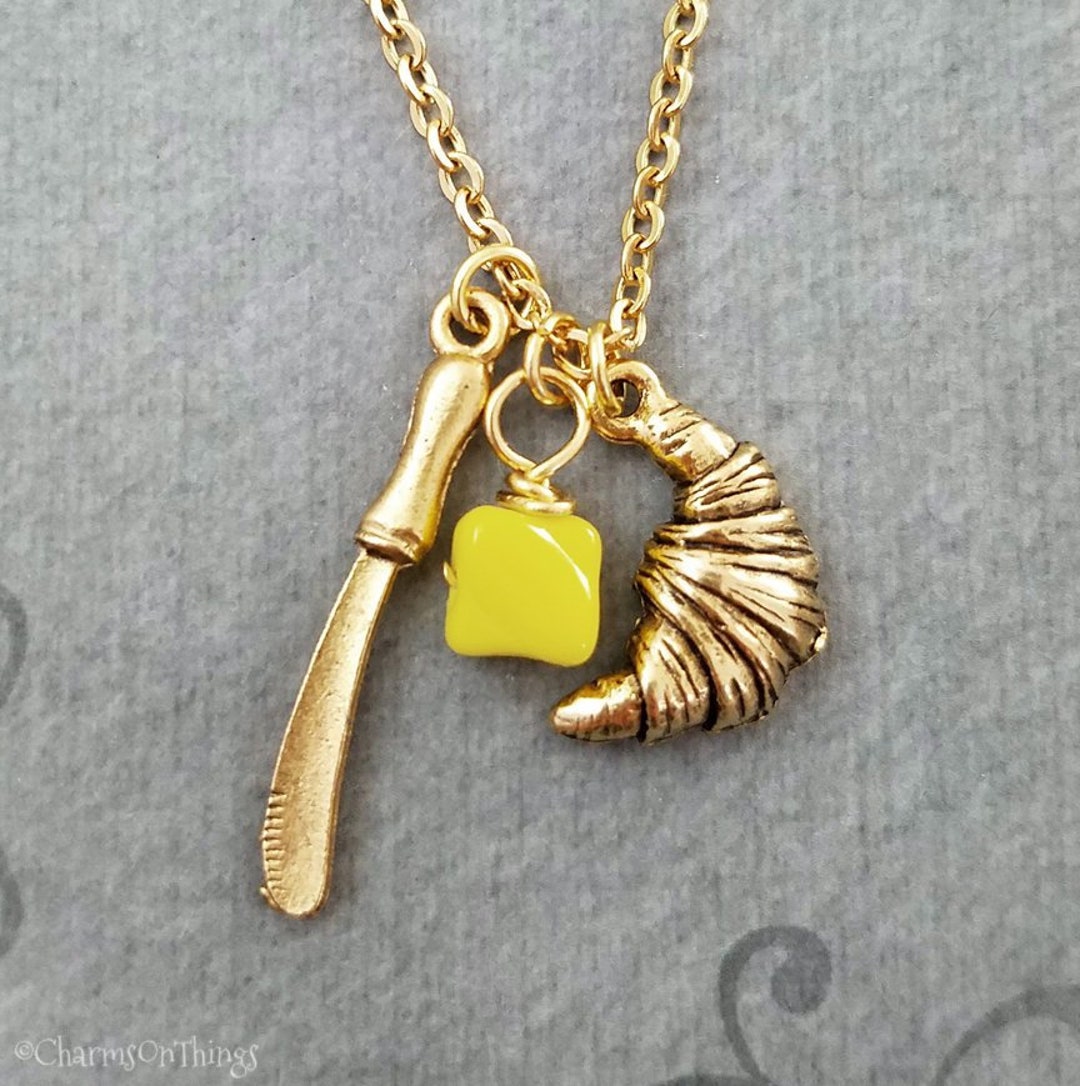 Croissant Necklace Croissant Charm Croissant Pendant Necklace French ...