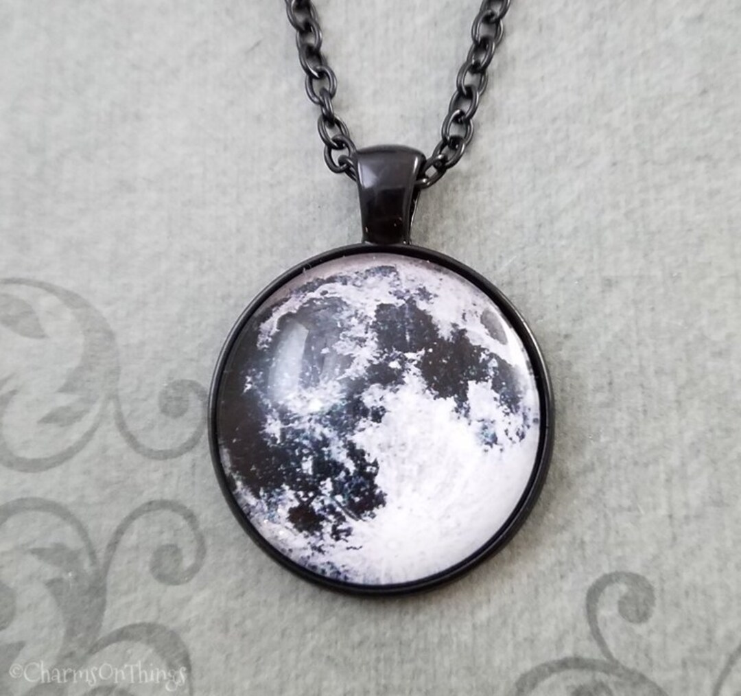 Moon Necklace Full Moon Jewelry Space Necklace Space Jewelry - Etsy