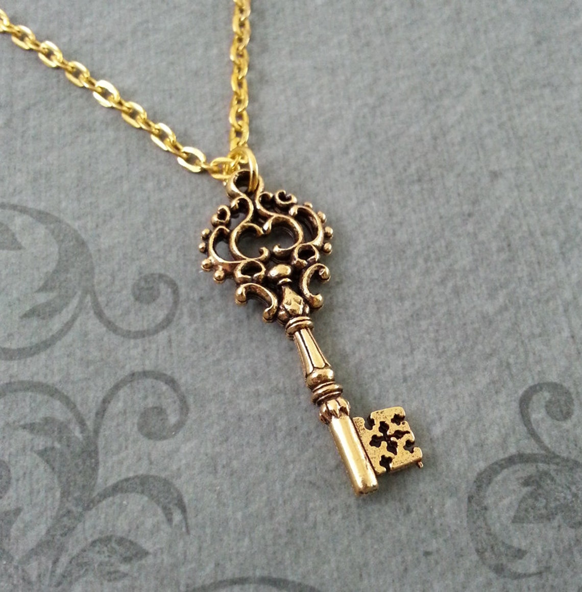 Victorian Key Necklace Key Jewelry Gold Key Pendant Antique - Etsy