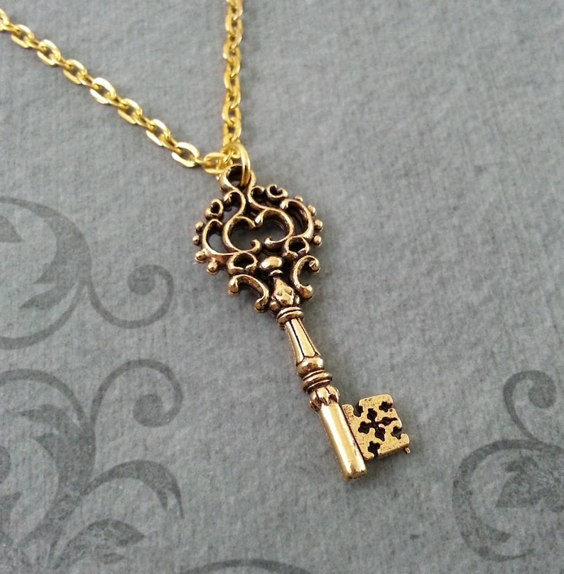 Victorian Key Necklace Key Jewelry Gold Key Pendant Antique - Etsy