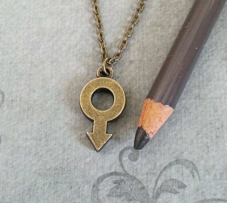 Mars Symbol Necklace SMALL Mars Necklace Bronze Mars Charm Necklace ...