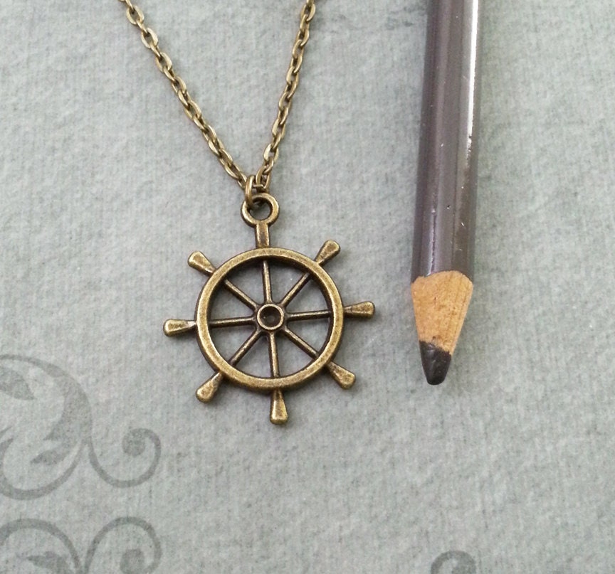 Ship Wheel Necklace Bronze Wheel Jewelry Ship's Wheel Necklace Helm ...