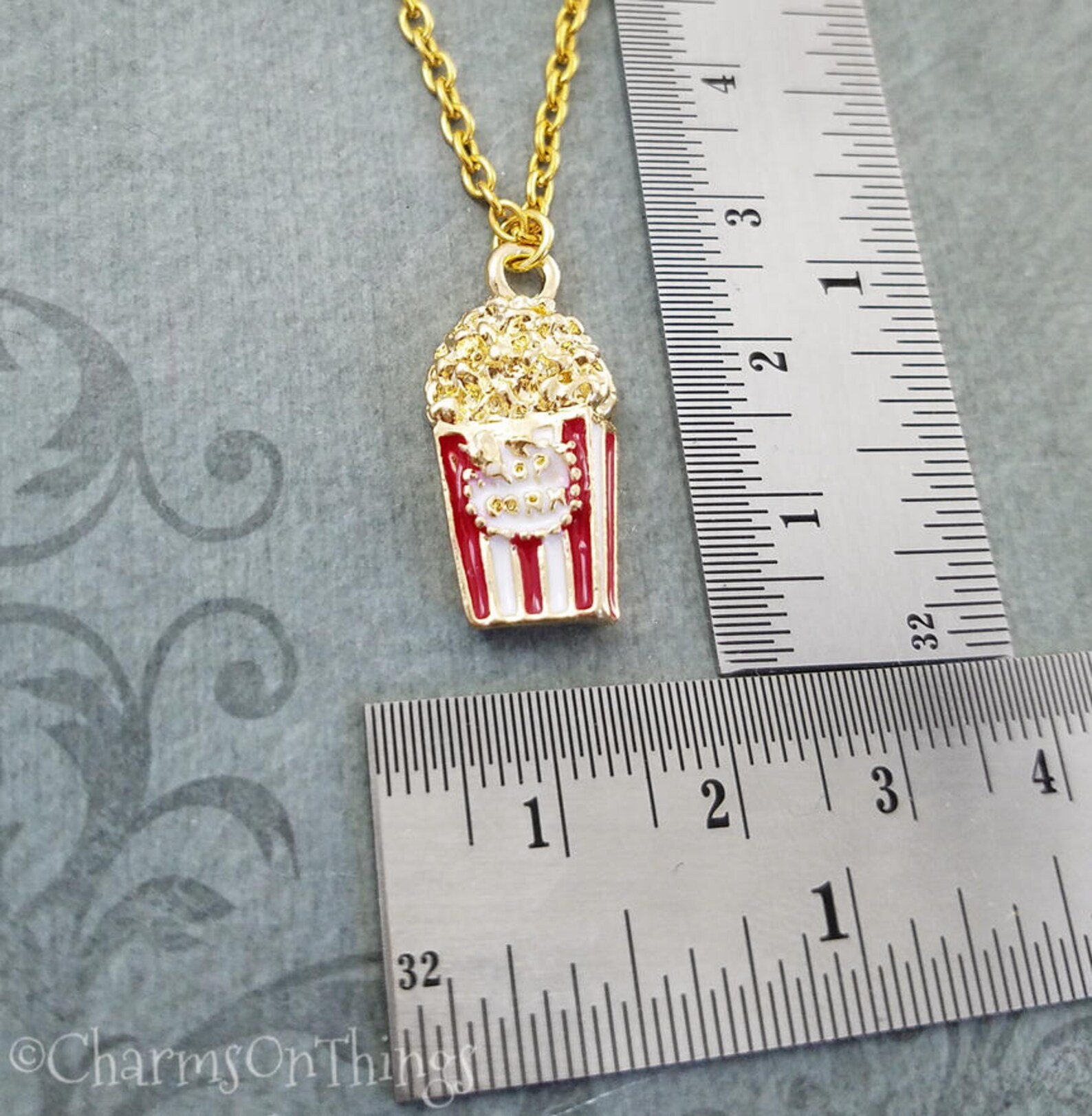Popcorn Necklace SMALL Popcorn Charm Necklace Popcorn Jewelry - Etsy