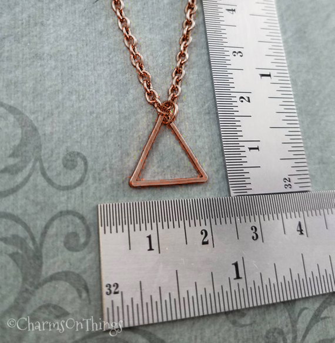 Triangle Necklace SMALL Copper Triangle Charm Necklace - Etsy