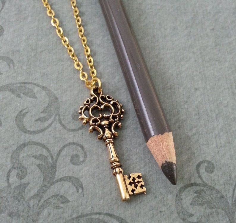 Victorian Key Necklace Key Jewelry Gold Key Pendant Antique - Etsy