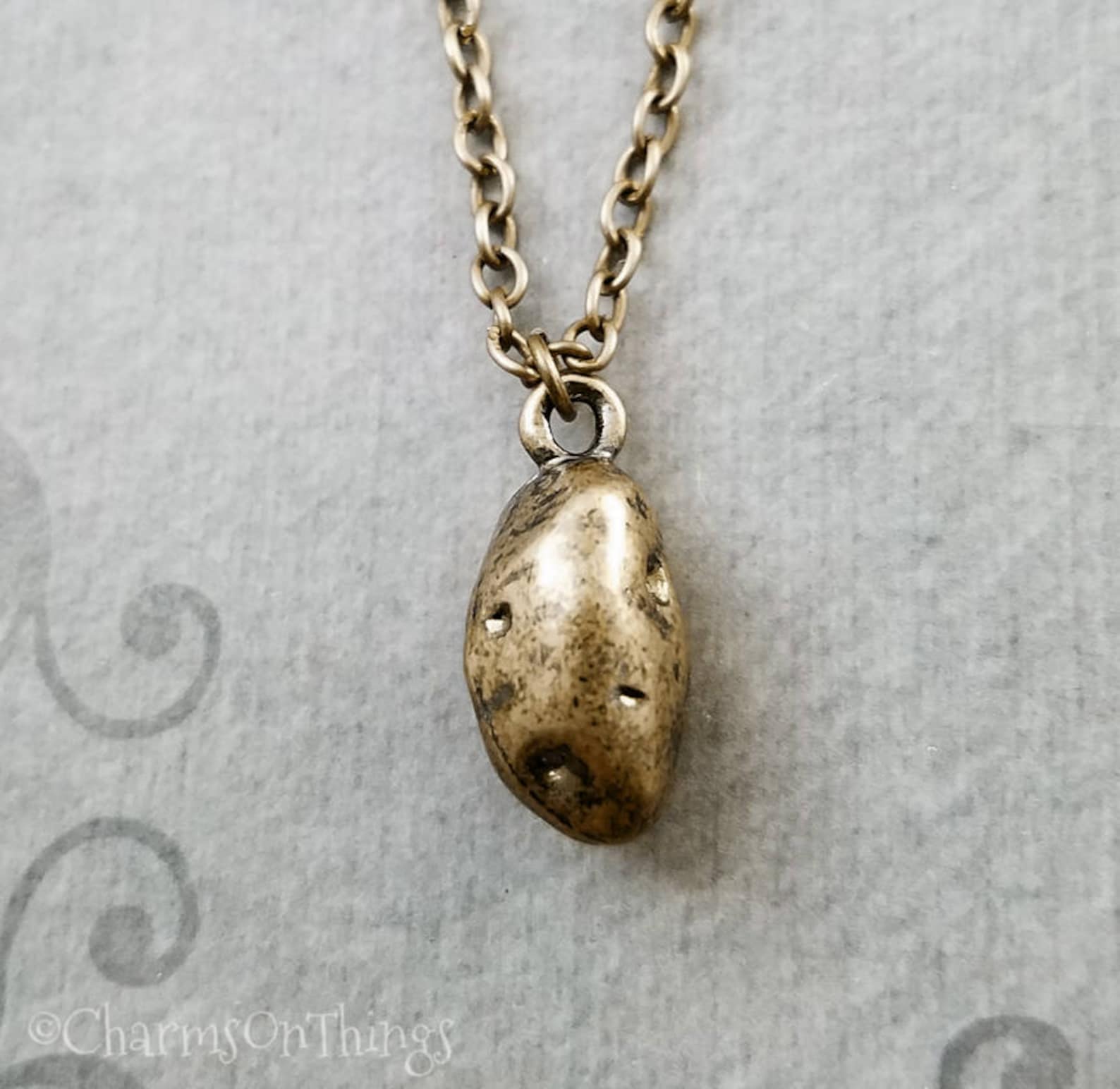 Potato Necklace SMALL Russet Potato Charm Necklace Bronze | Etsy