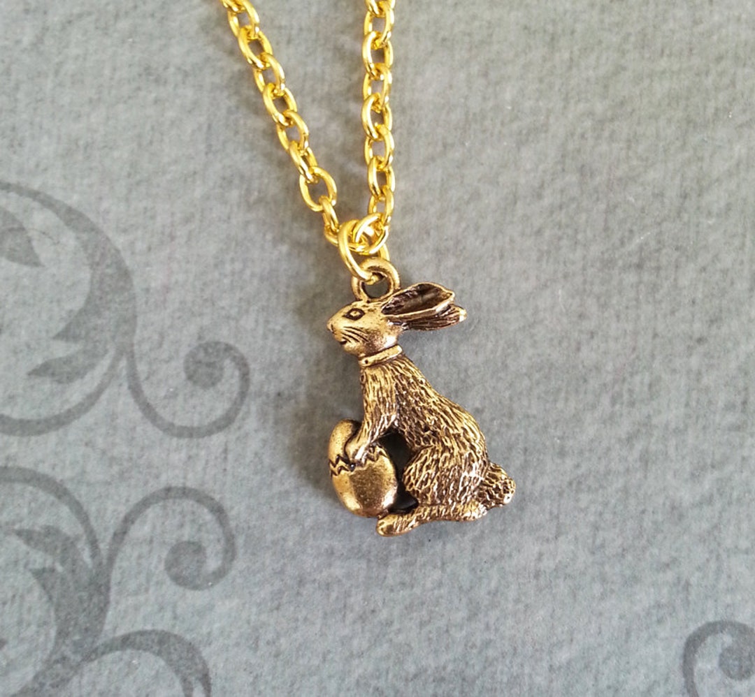 Easter Bunny Necklace SMALL Gold Bunny Jewelry Easter Jewelry Easter ...