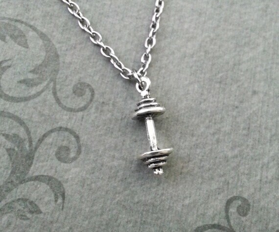 Dumbbell Necklace VERY SMALL Dumbbell Jewelry Exercise Gift | Etsy