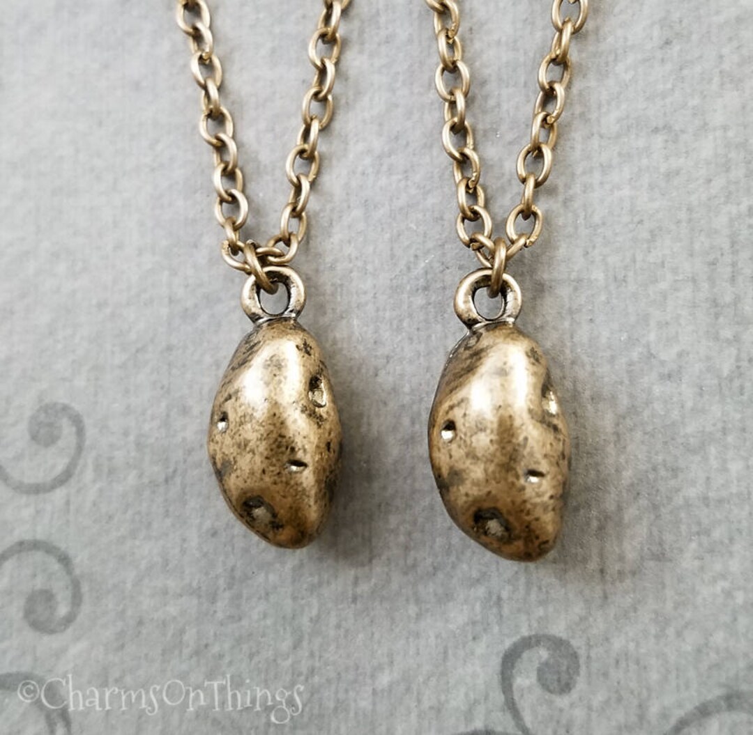 Potato Necklace SET of 2 SMALL Russet Potato Charm Necklaces Bronze ...