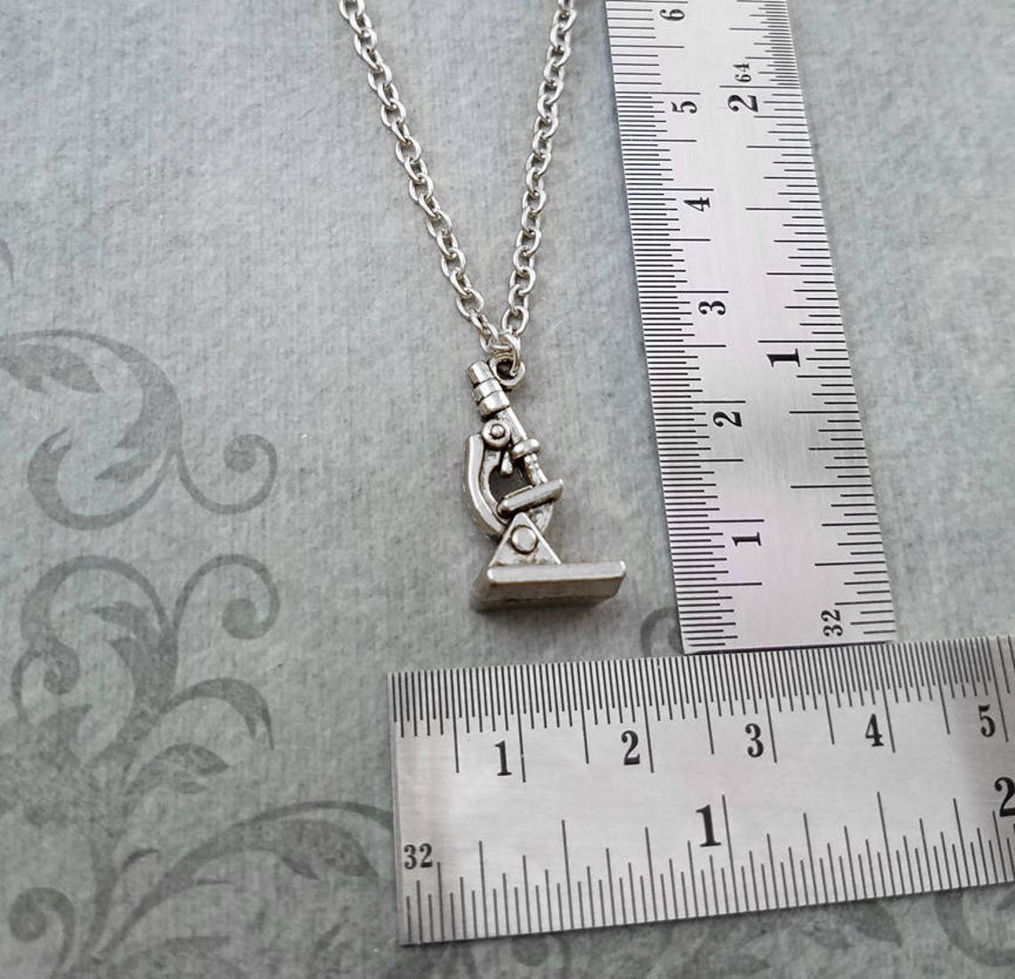 Microscope Necklace SMALL Microscope Charm Necklace Science - Etsy