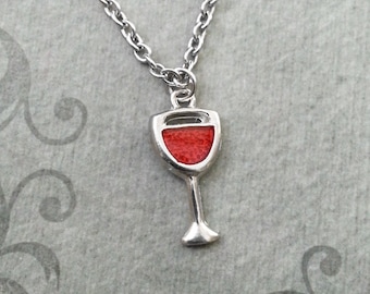 Red Wine Pendant Wine Necklace 21st Birthday Wine Bottle Jewelry Wine ...