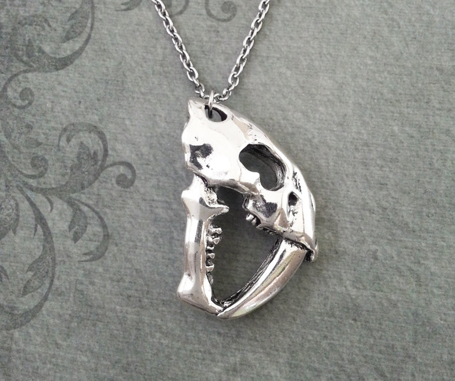 Saber Toothed Tiger Necklace LARGE Saber Tooth Jewelry BIG - Etsy