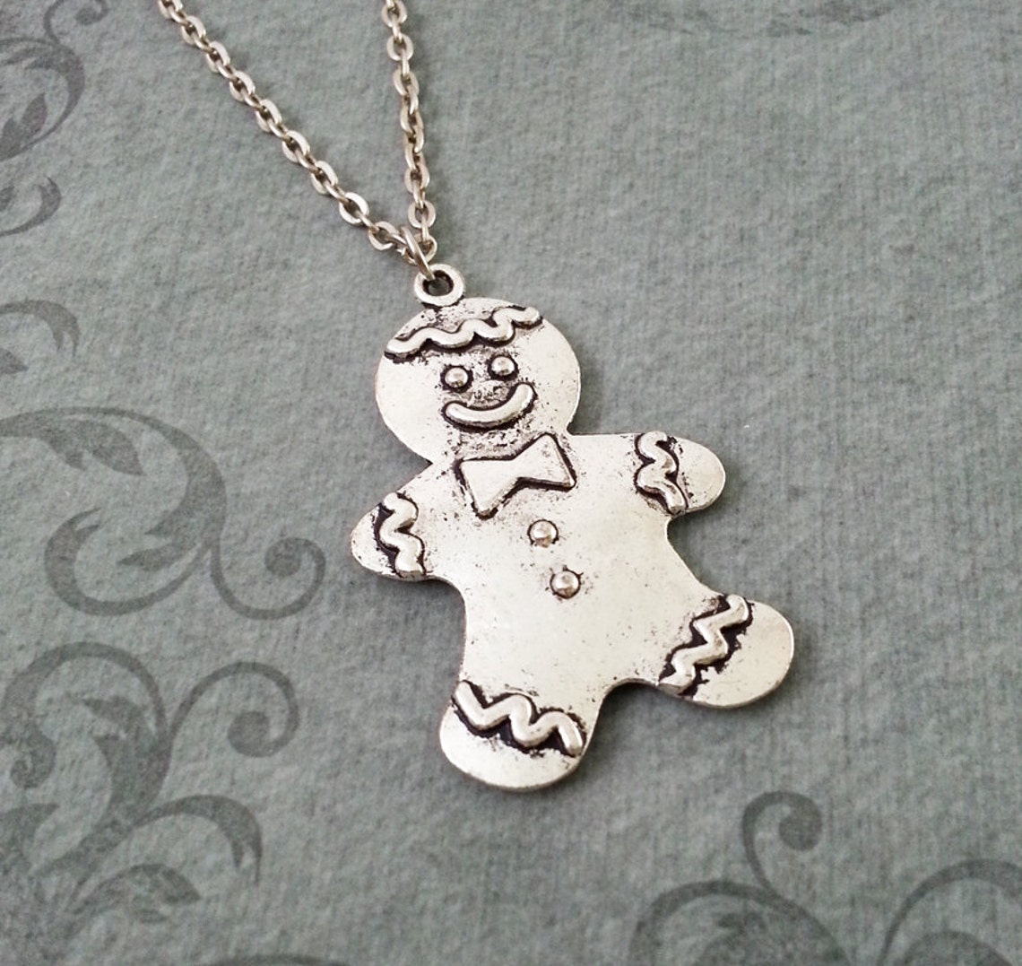 Gingerbread Man Necklace Christmas Jewelry LARGE Gingerbread | Etsy