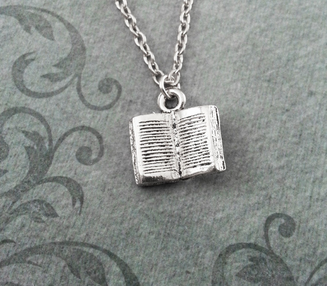 Book Necklace SMALL Open Book Jewelry Teacher Necklace Teacher - Etsy