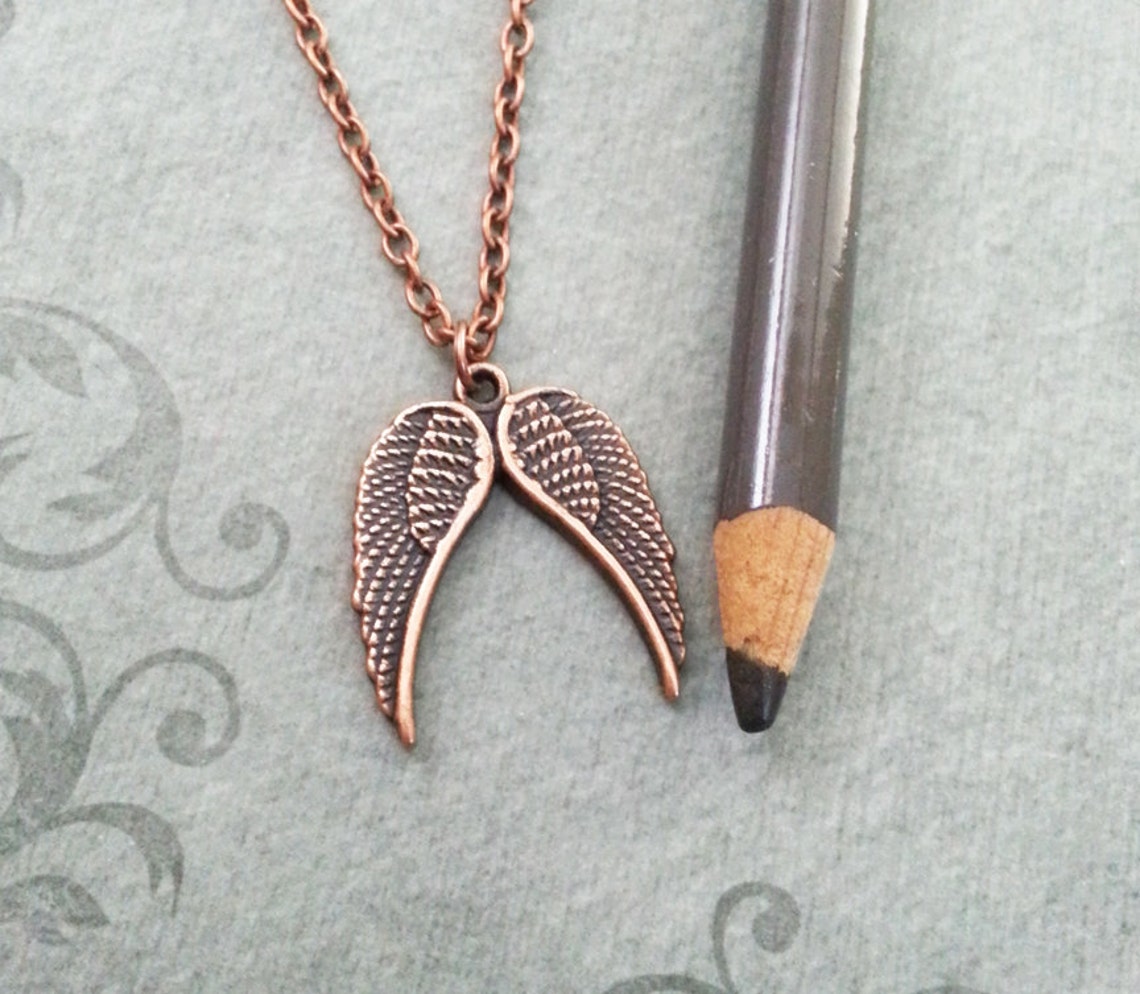 Wings Necklace Copper Wings Jewelry Angel Wings Charm Necklace - Etsy