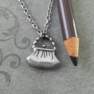 Purse Necklace VERY SMALL Silver Purse Jewelry Mothers Day Necklace Mom ...