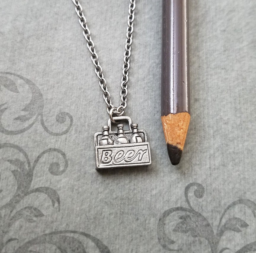 Beer Necklace SMALL Beer Charm Necklace Beer Jewelry 6 Pack - Etsy UK