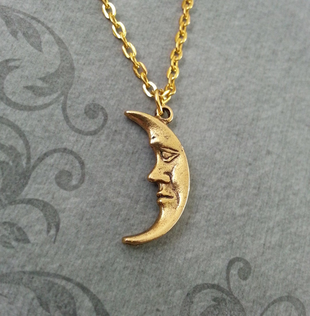 Moon Necklace, Man in the Moon Gift, Moon Jewelry, Mystical Jewelry ...