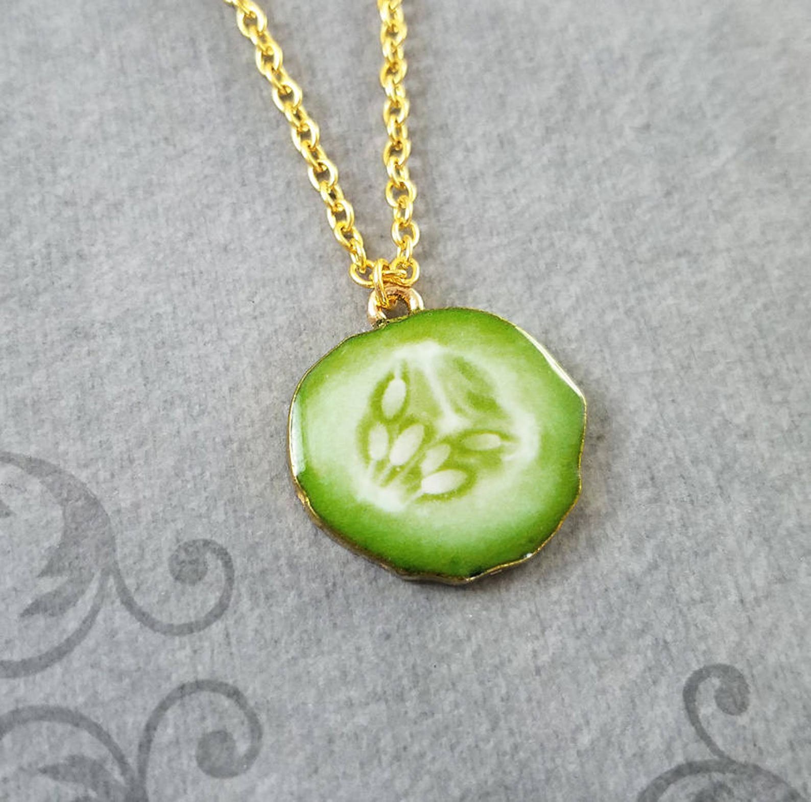 Pickle Necklace Pickle Jewelry Pickle Slice Charm Necklace | Etsy