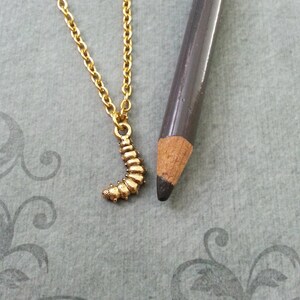 Worm Necklace VERY SMALL Worm Jewelry Caterpillar Necklace Worm Charm ...