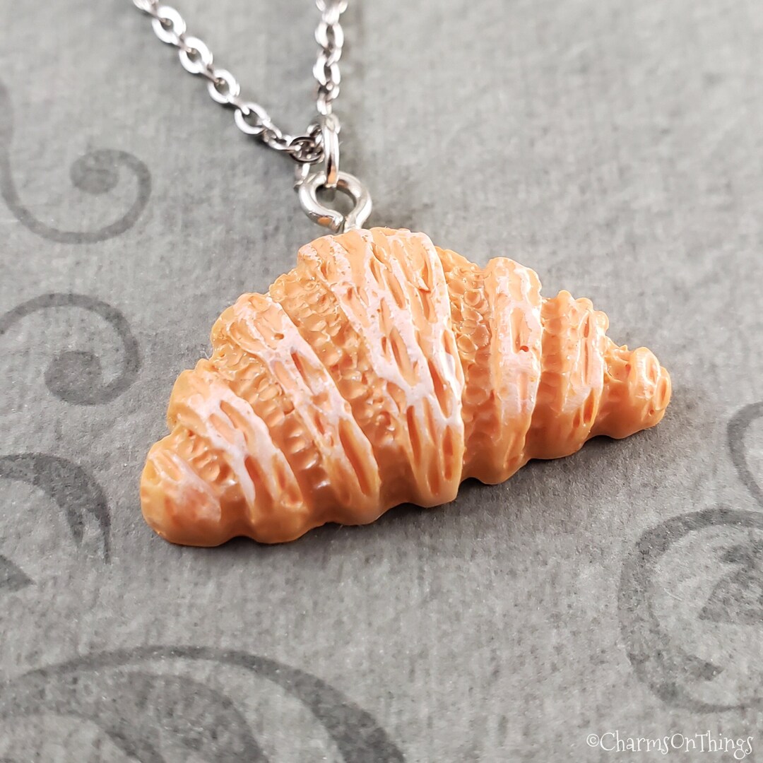 Croissant Necklace Baking Jewelry SMALL Brown Realistic Croissant ...