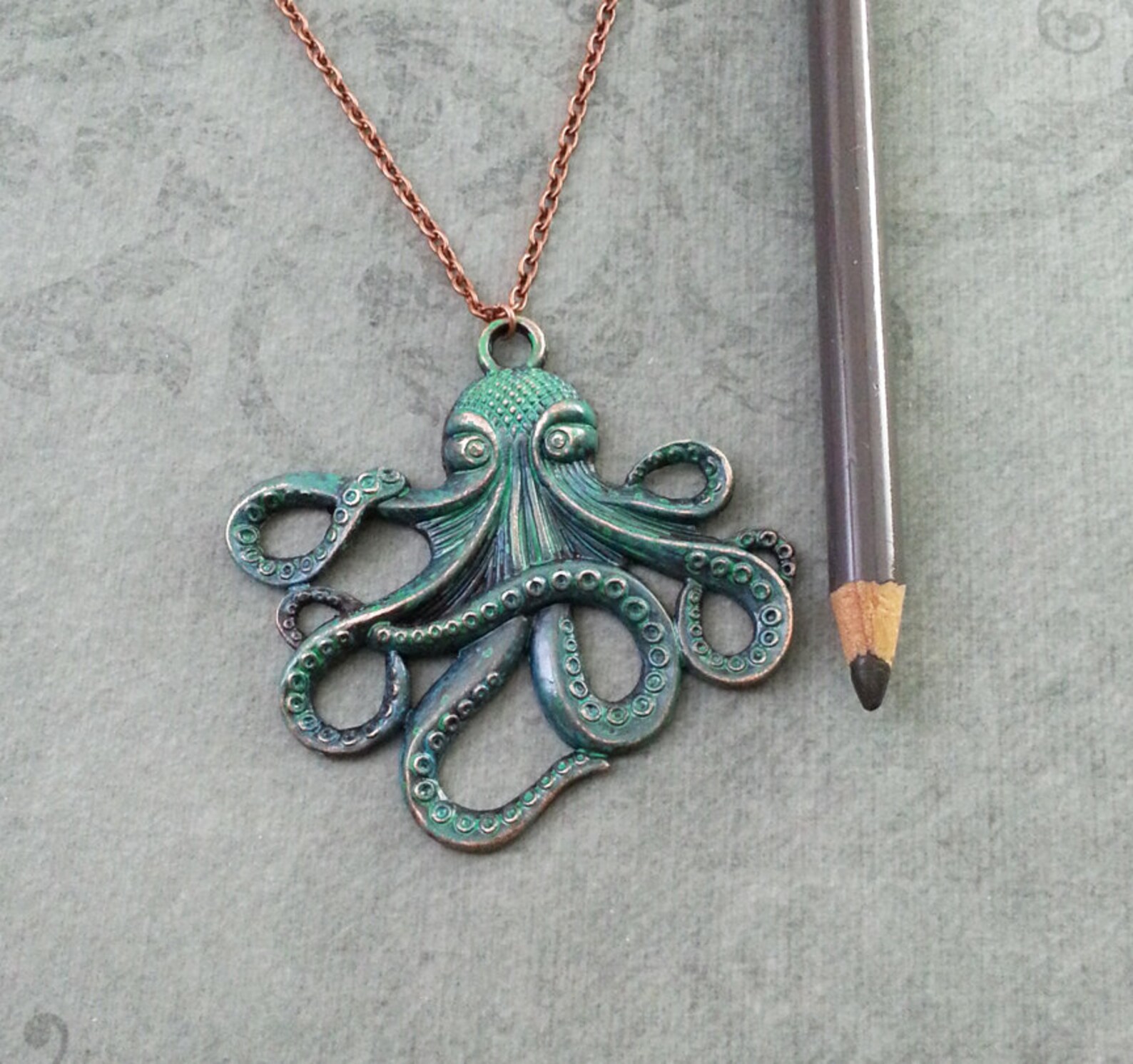 Octopus Necklace VERY LARGE Octopus Jewelry Copper Octopus | Etsy