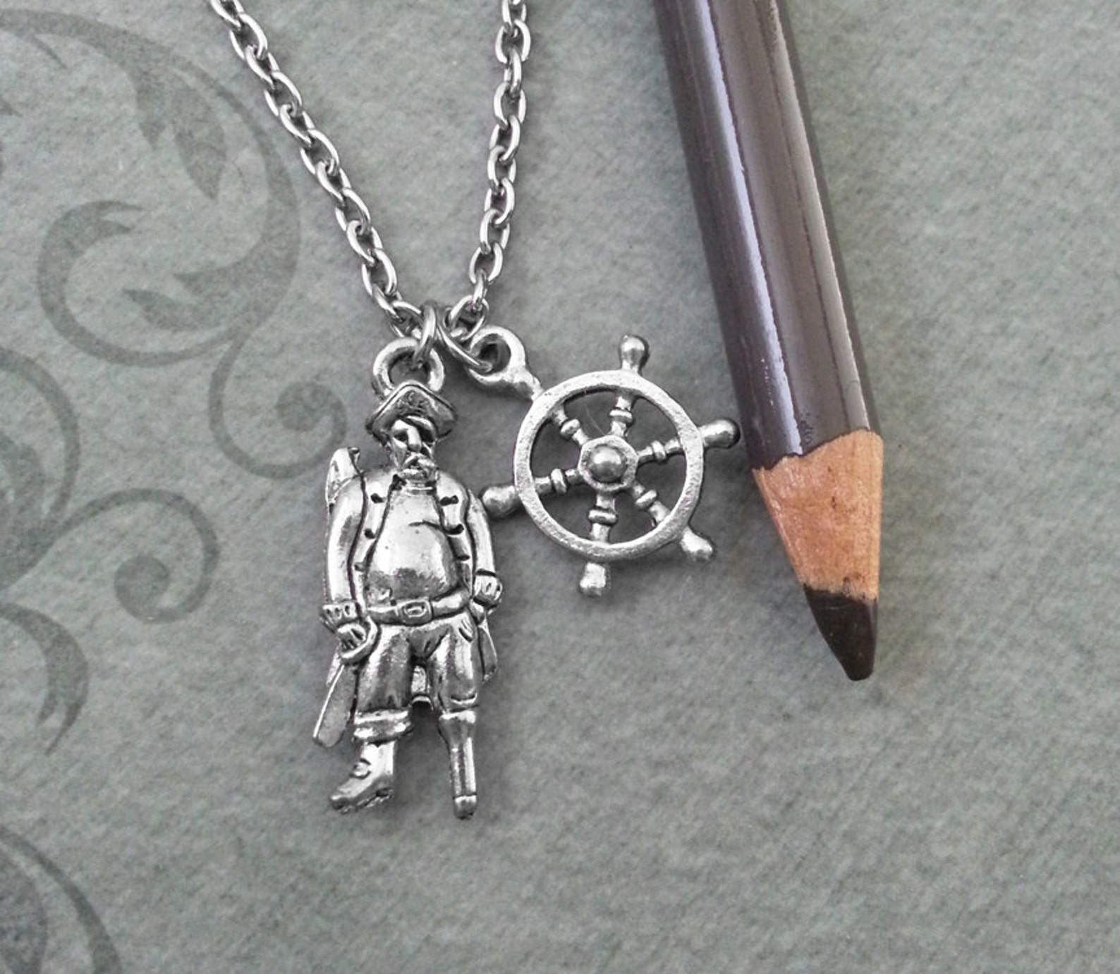 Pirate Necklace, SMALL Pirate Pendant Necklace, Pirate Jewelry, Pirate ...