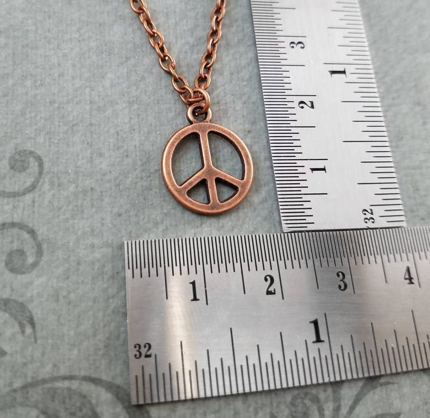 Peace Sign Necklace VERY SMALL Peace Sign Charm Necklace Peace | Etsy