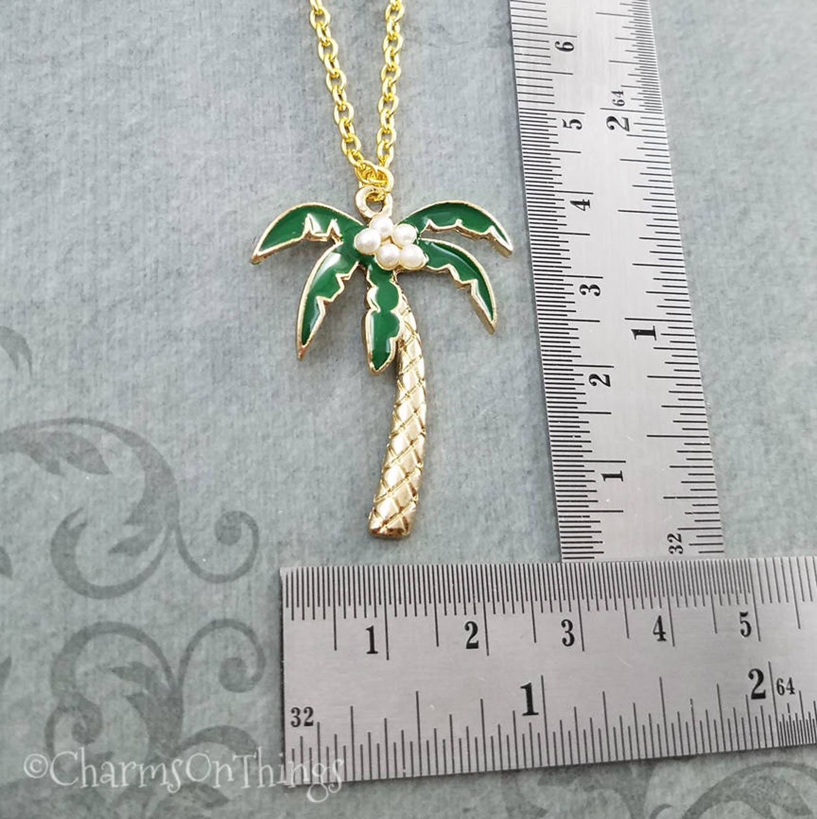 Palm Tree Necklace SET of 2 Palm Tree Charm Necklaces Beach Jewelry ...