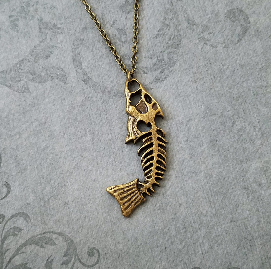 Fishbones Necklace LARGE Fish Bones Necklace Fish Fossil - Etsy