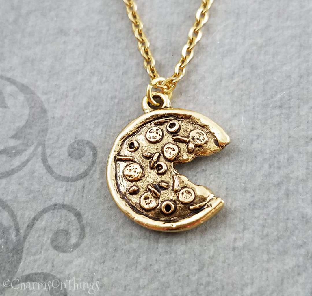 Pizza Necklace Pepperoni Pizza Jewelry Supreme Gold Pizza Charm ...