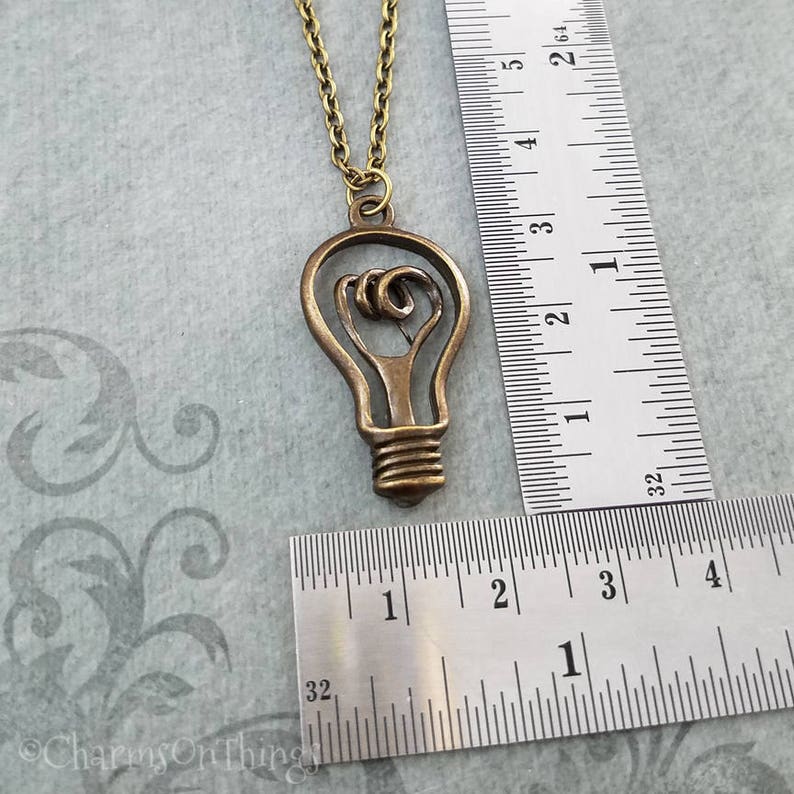 Lightbulb Necklace Bronze Light Bulb Necklace Light Necklace ...