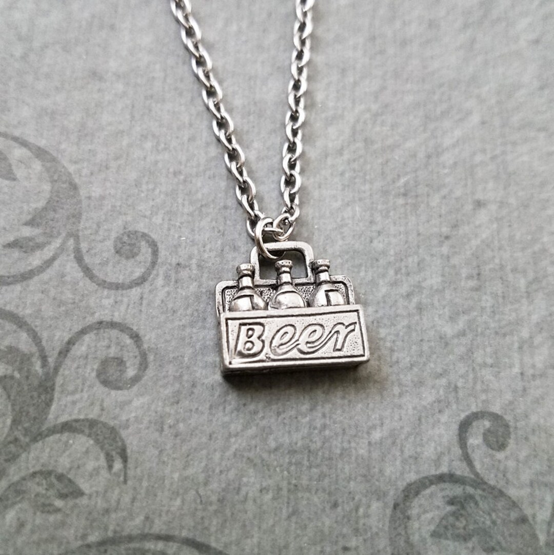 Beer Necklace SMALL Beer Charm Necklace Beer Jewelry 6 Pack Necklace ...