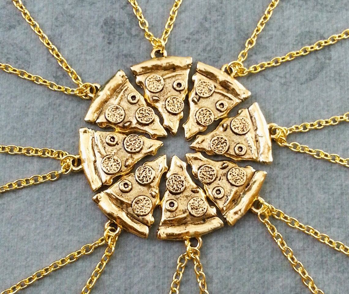 Pizza Friendship Necklaces Pepperoni Pizza Necklace Pizza Jewelry Gold ...