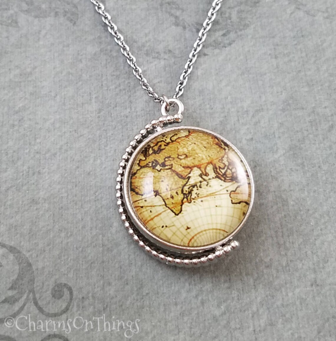 Globe Necklace Map Necklace World Necklace Vintage Globe | Etsy