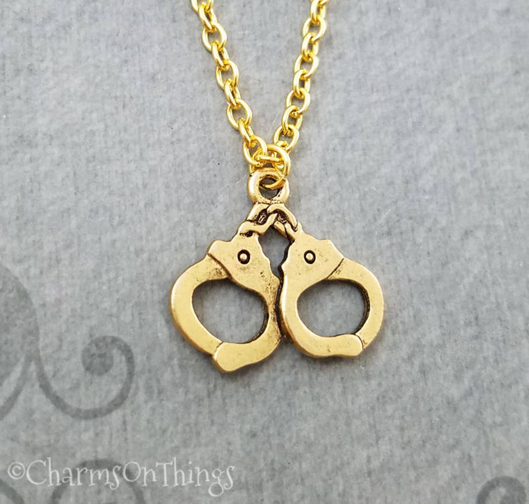 Handcuffs Necklace SMALL Handcuffs Charm Necklace Handcuffs - Etsy