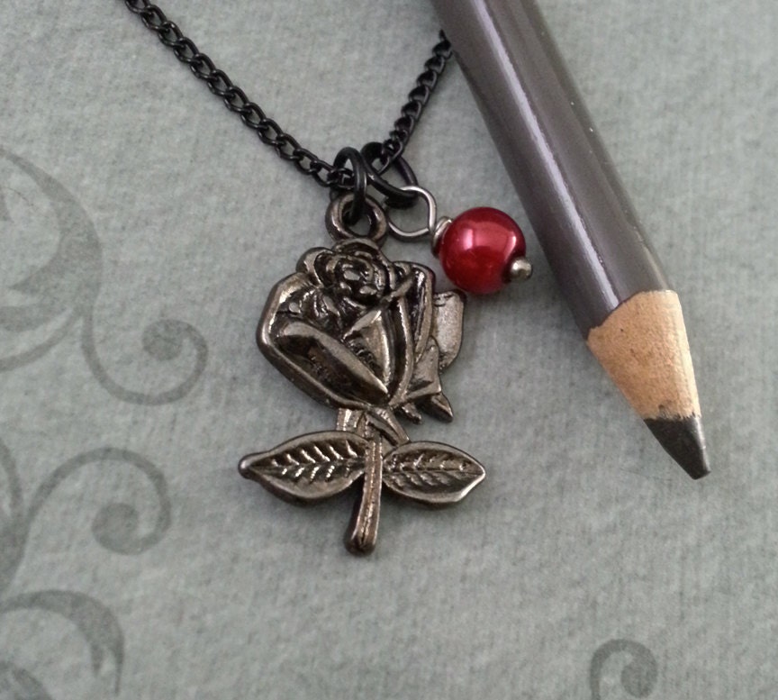 Black Rose Necklace Rose Jewelry Black Necklace | Etsy