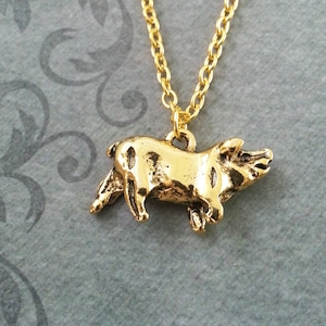 Pig Necklace SMALL Pig Jewelry Gold Necklace Pig Pendant Necklace Sow ...