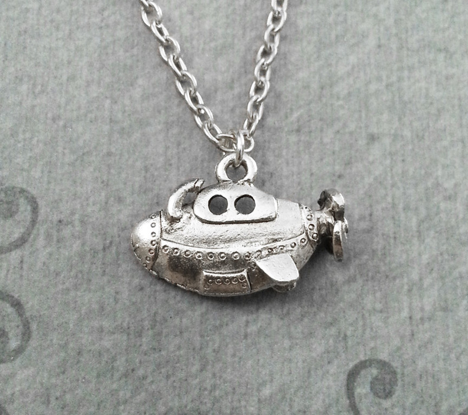 Submarine Necklace SMALL Submarine Jewelry Silver Submarine Charm ...