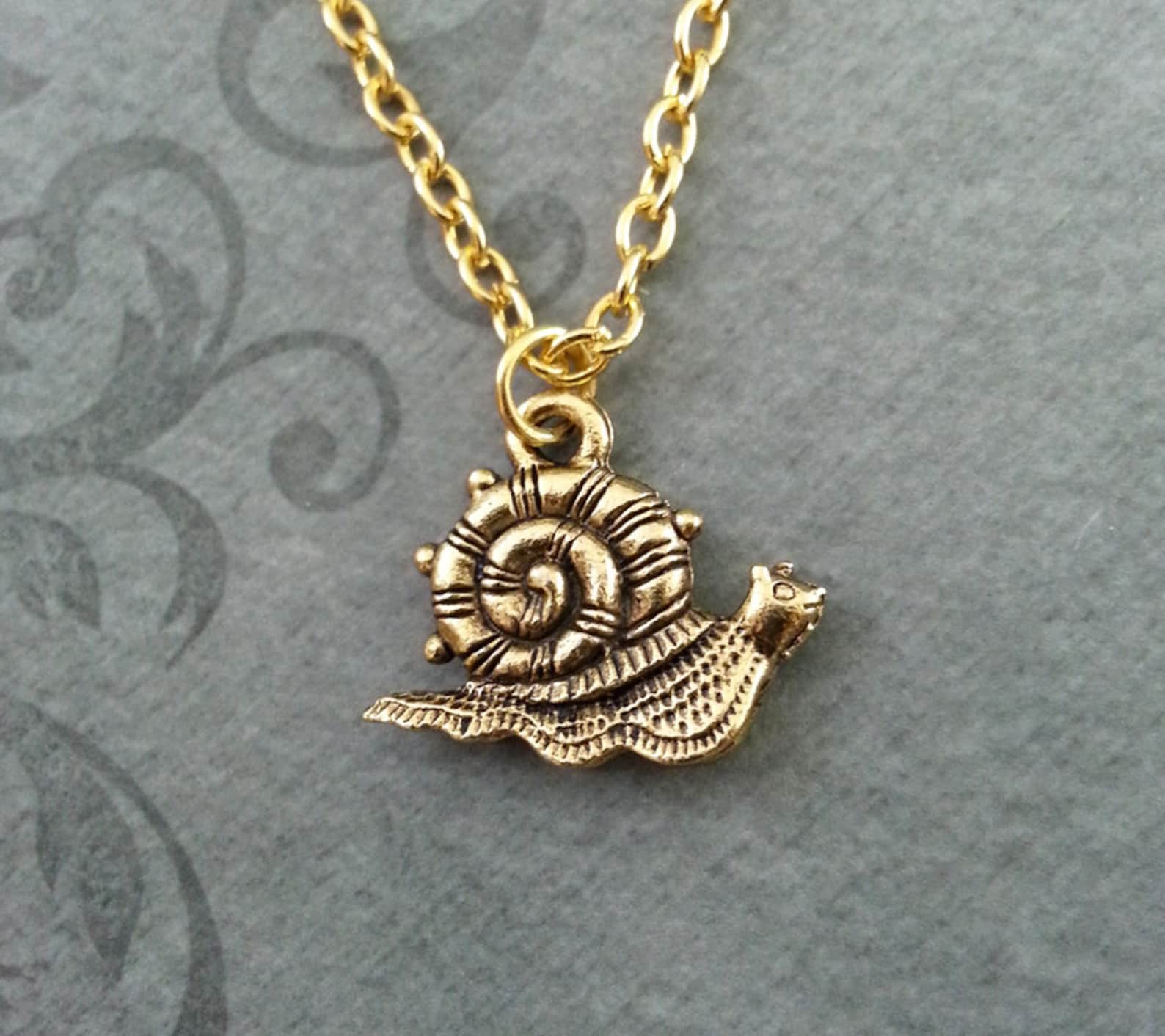 Snail Necklace SMALL Snail Jewelry Cute Snail Charm Teenage - Etsy