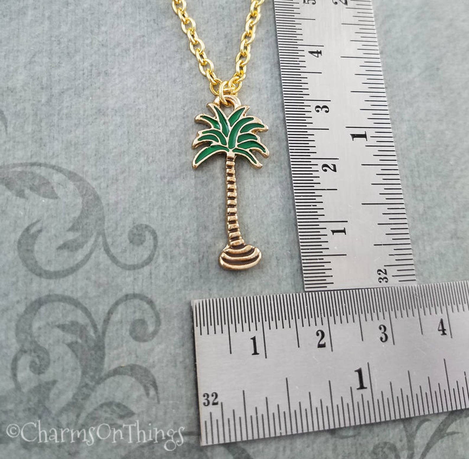 Palm Tree Necklace SET of 2 Palm Tree Charm Necklaces Beach - Etsy
