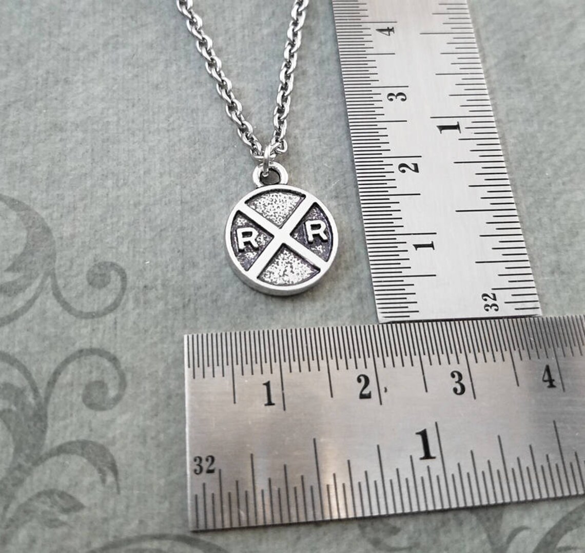 Railroad Crossing Necklace SMALL Train Necklace Train Charm | Etsy